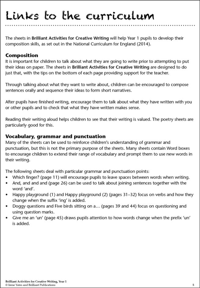 Brilliant Activities for Creative Writing, Year 1