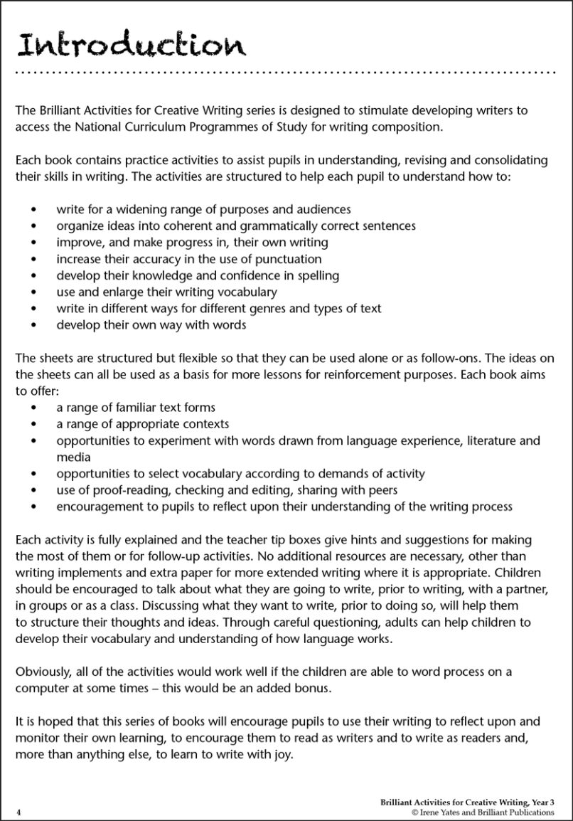 Brilliant Activities For Creative Writing Year 3 Brilliant Publications