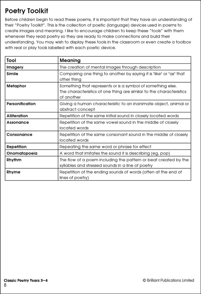 Developing Reading Comprehension Skills Years 3–4: Classic Poetry