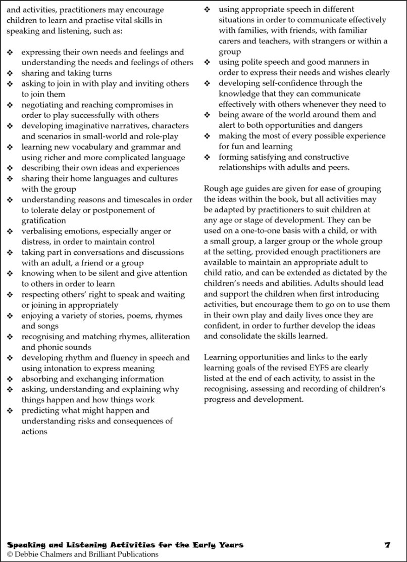 Speaking and Listening Activities for the Early Years