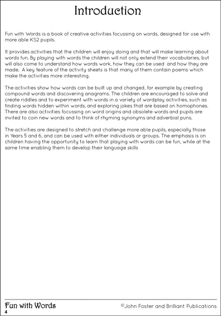 Fun with Words: Creative Language Activities to Stretch More Able KS2 ...