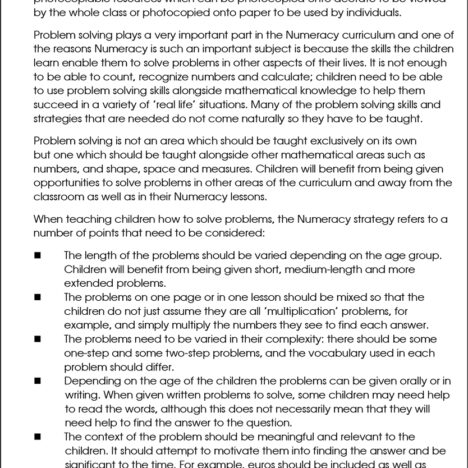 Maths Problem Solving, Year 1