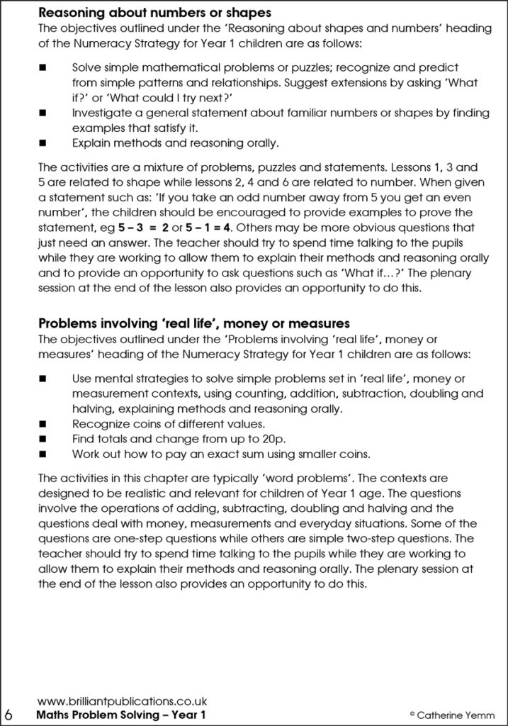 Maths Problem Solving, Year 1