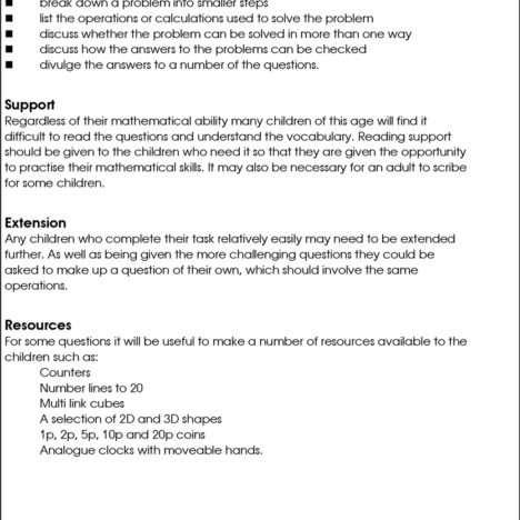 Maths Problem Solving, Year 1