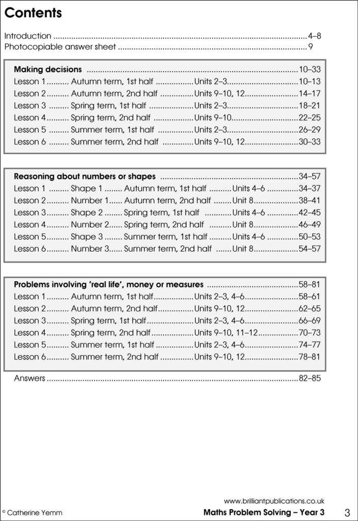 Maths Problem Solving, Year 3