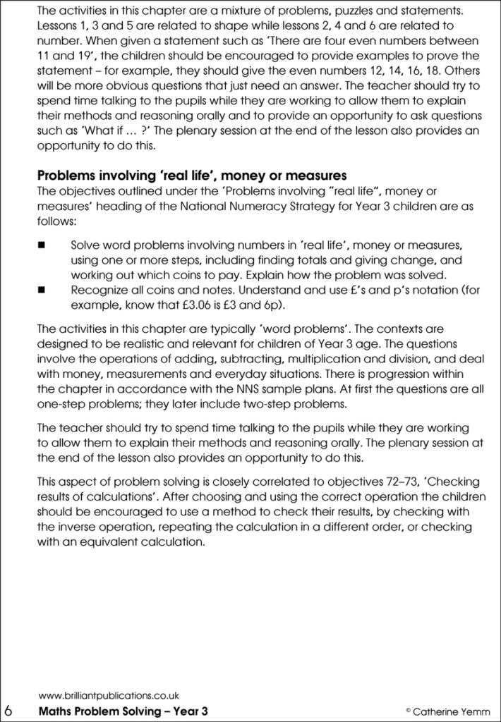 Maths Problem Solving, Year 3