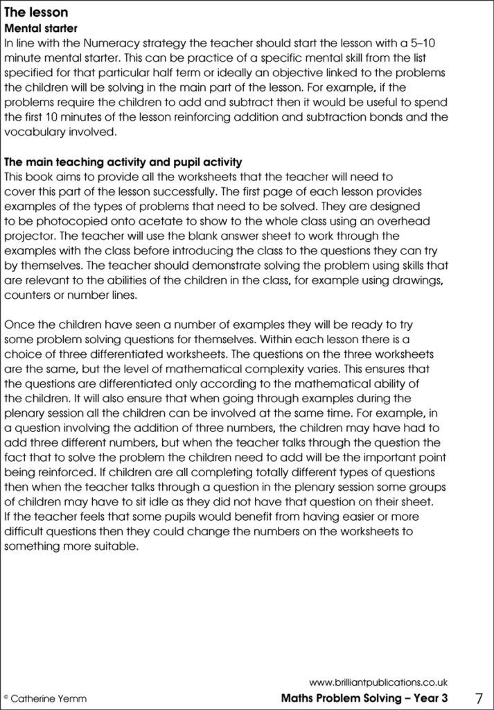 Maths Problem Solving, Year 3