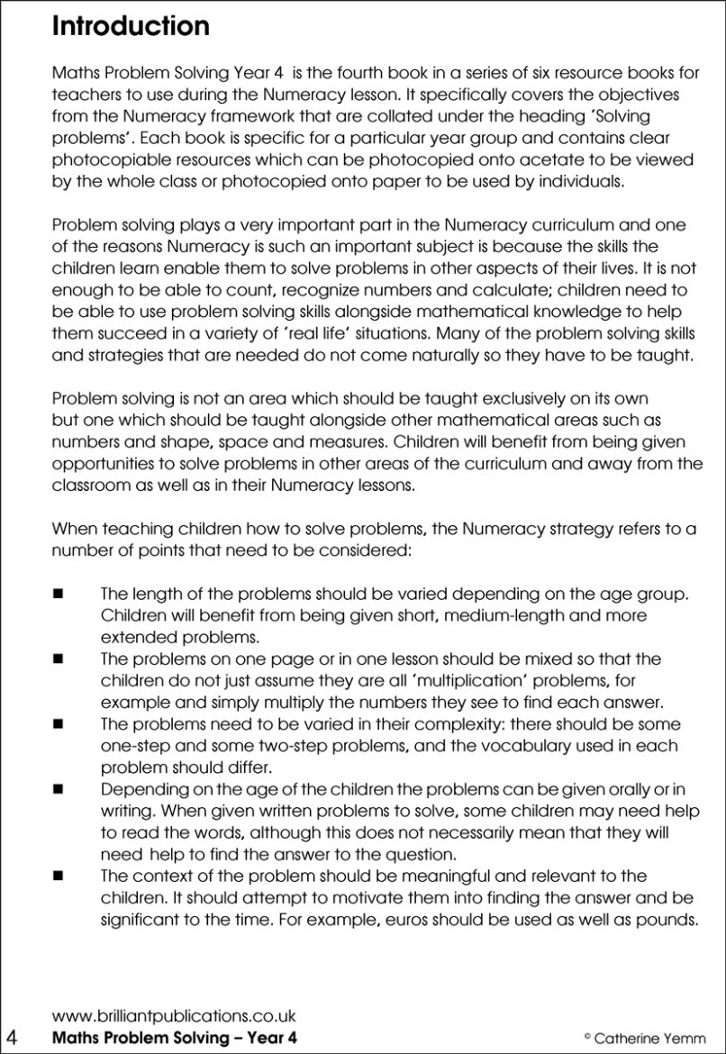 Maths Problem Solving, Year 4