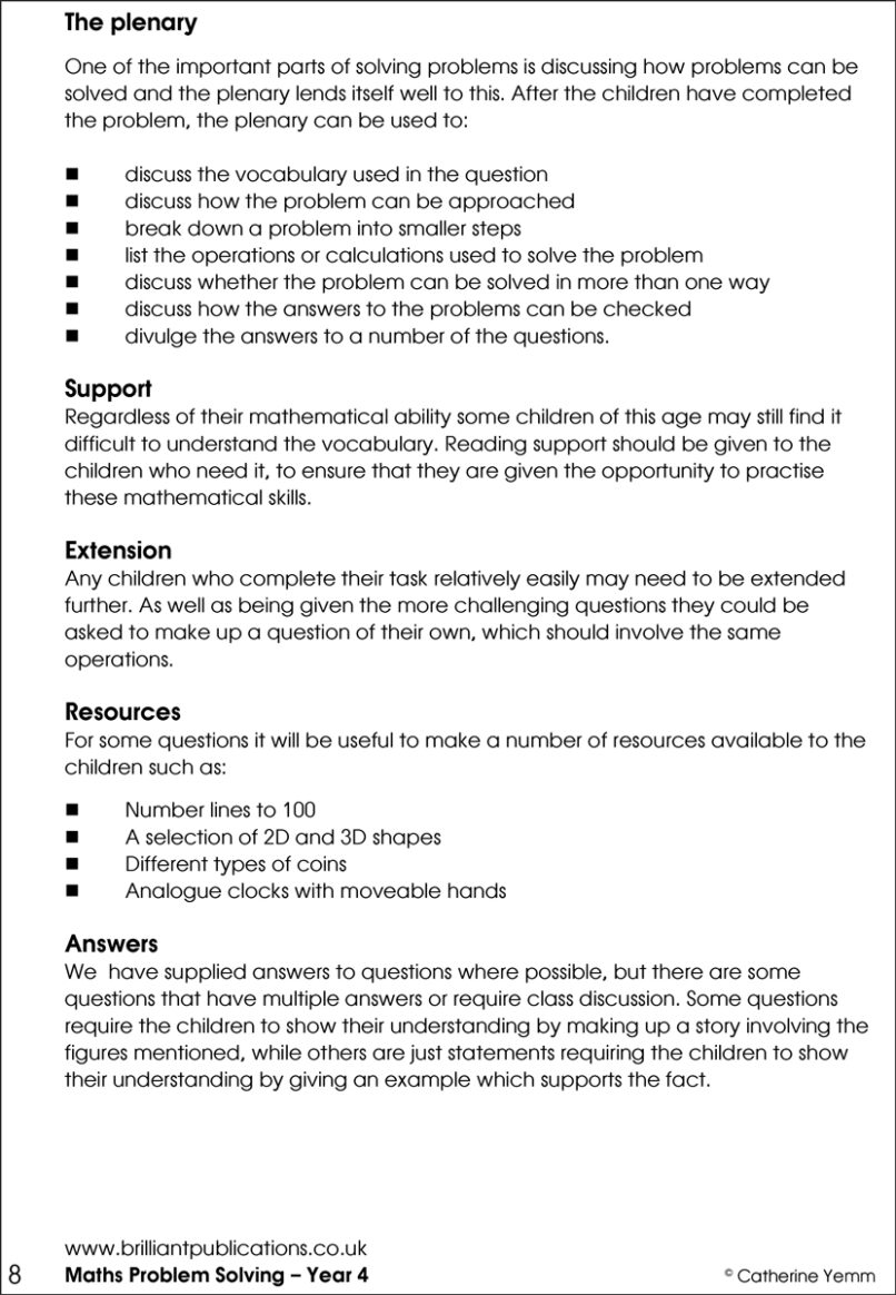 Maths Problem Solving, Year 4