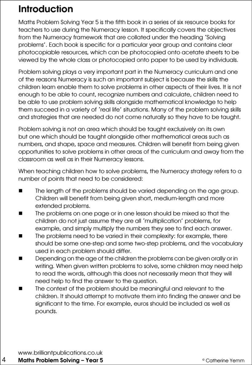 Maths Problem Solving Year 5 Brilliant Publications