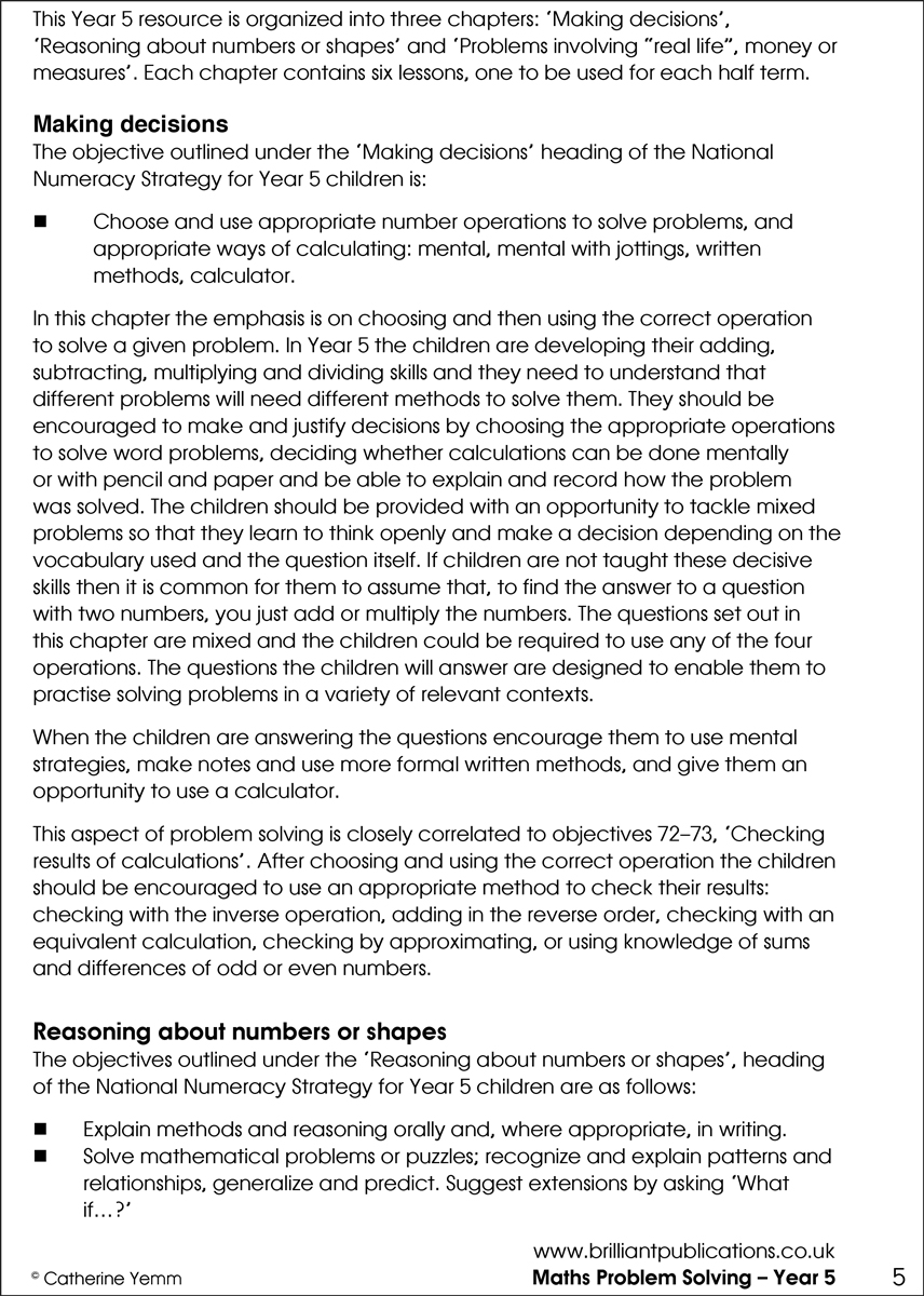 Maths Problem Solving Year 5 Brilliant Publications