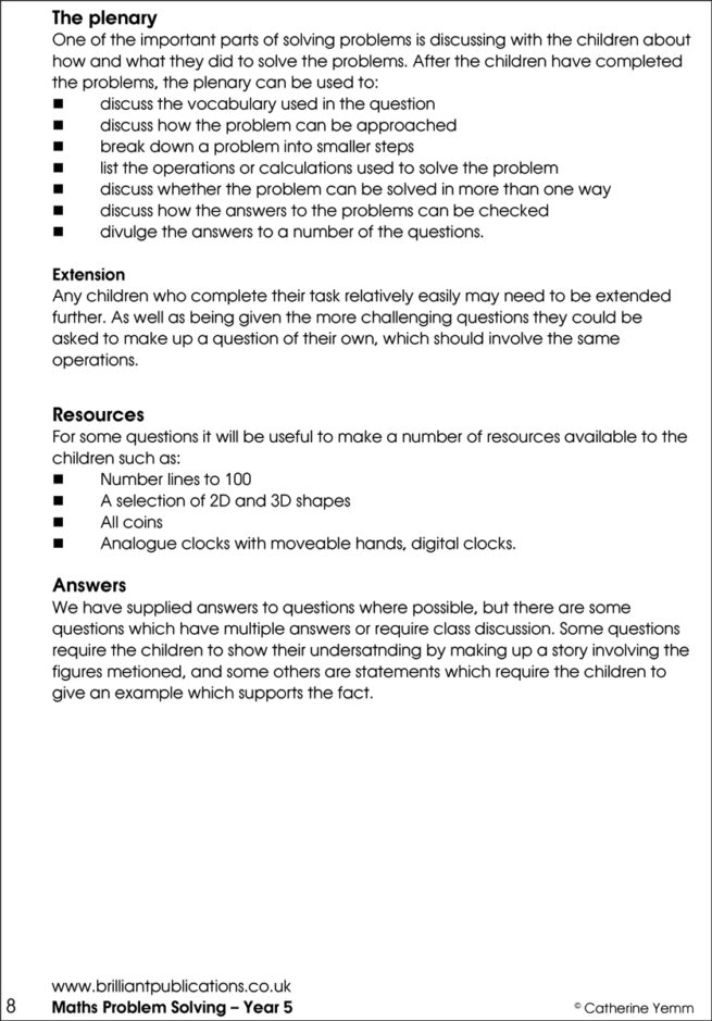 Maths Problem Solving Year 5 Brilliant Publications