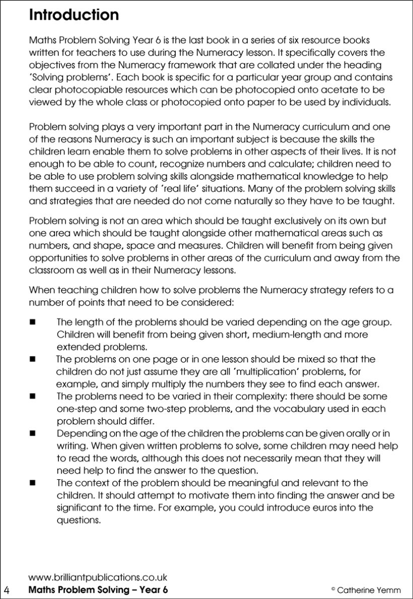Maths Problem Solving Year 6 Brilliant Publications