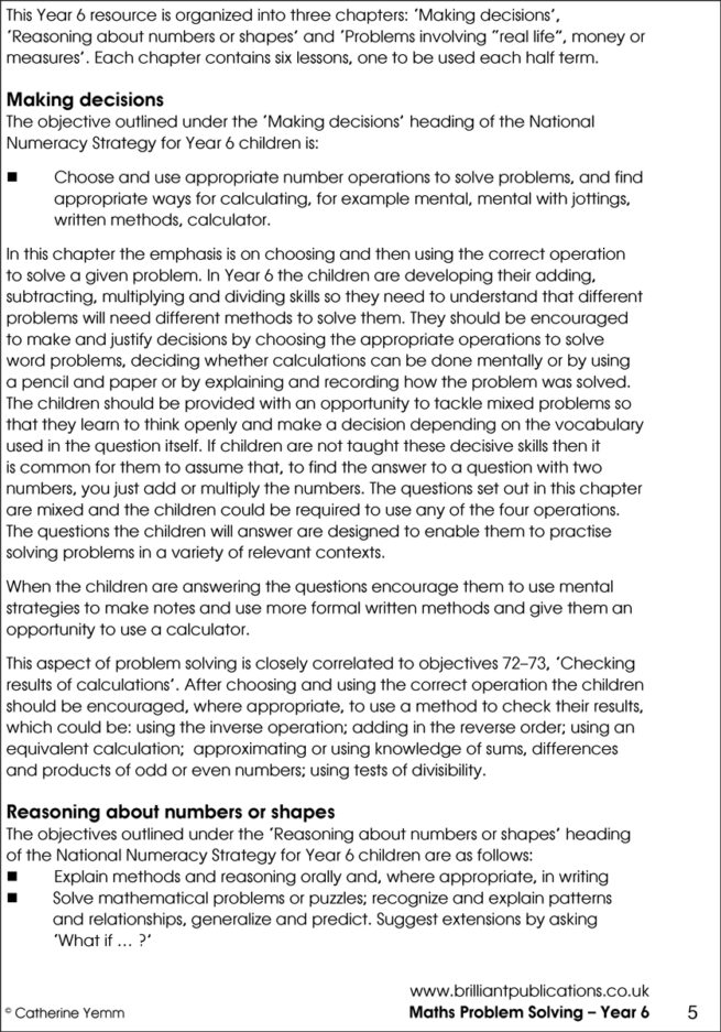 Maths Problem Solving, Year 6