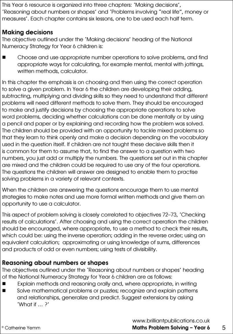 Maths Problem Solving, Year 6