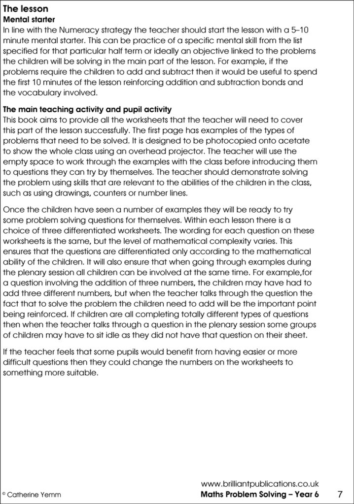 Maths Problem Solving, Year 6