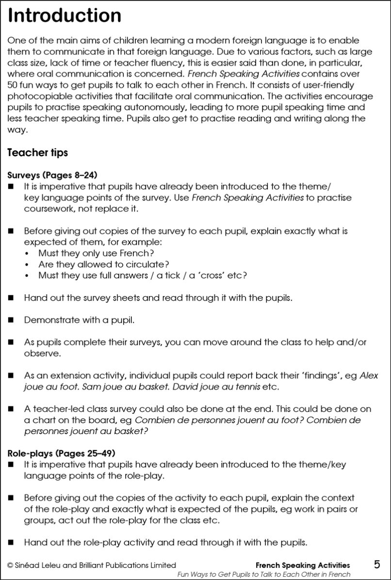 French Speaking Activities – Fun Ways to Get Pupils to Talk to Each ...