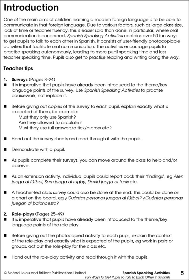 Spanish Speaking Activities: Fun Ways to Get Pupils to Talk to Each ...