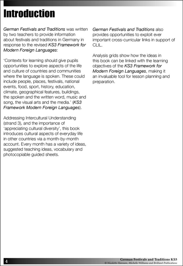 German Festivals and Traditions, KS3: Activities and Teaching Ideas for ...